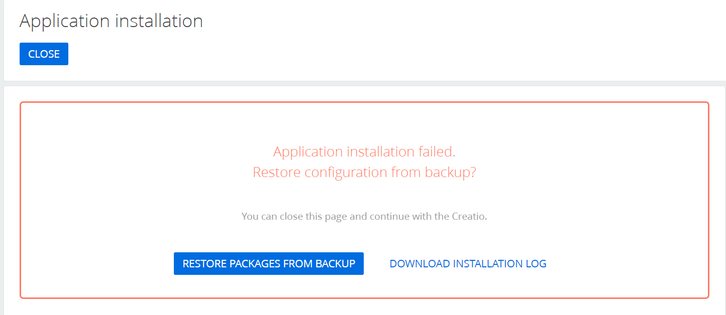 Application Installation Failed Community Creatio